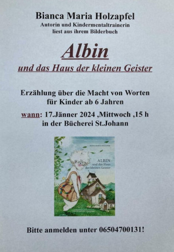 Lesung in der Bibliothek von Bianca Maria Holzapfel - Bibliothek St. Johann
